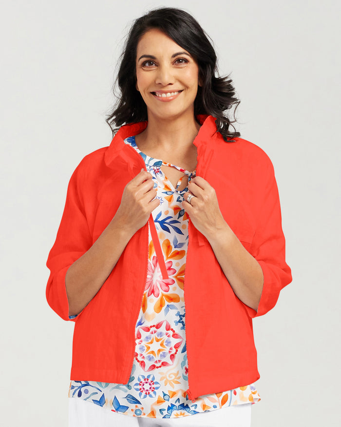 Blackstone Robyn Linen Jacket- Fiesta Red – ROSSELLINI + SHINE