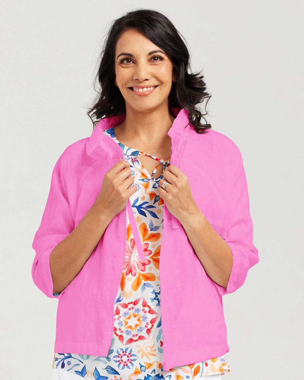 Blackstone Victoria Linen Jacket- Super Pink – ROSSELLINI + SHINE