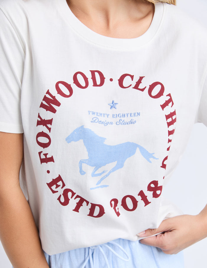 Foxwood ESTD 2018 Tee – ROSSELLINI + SHINE