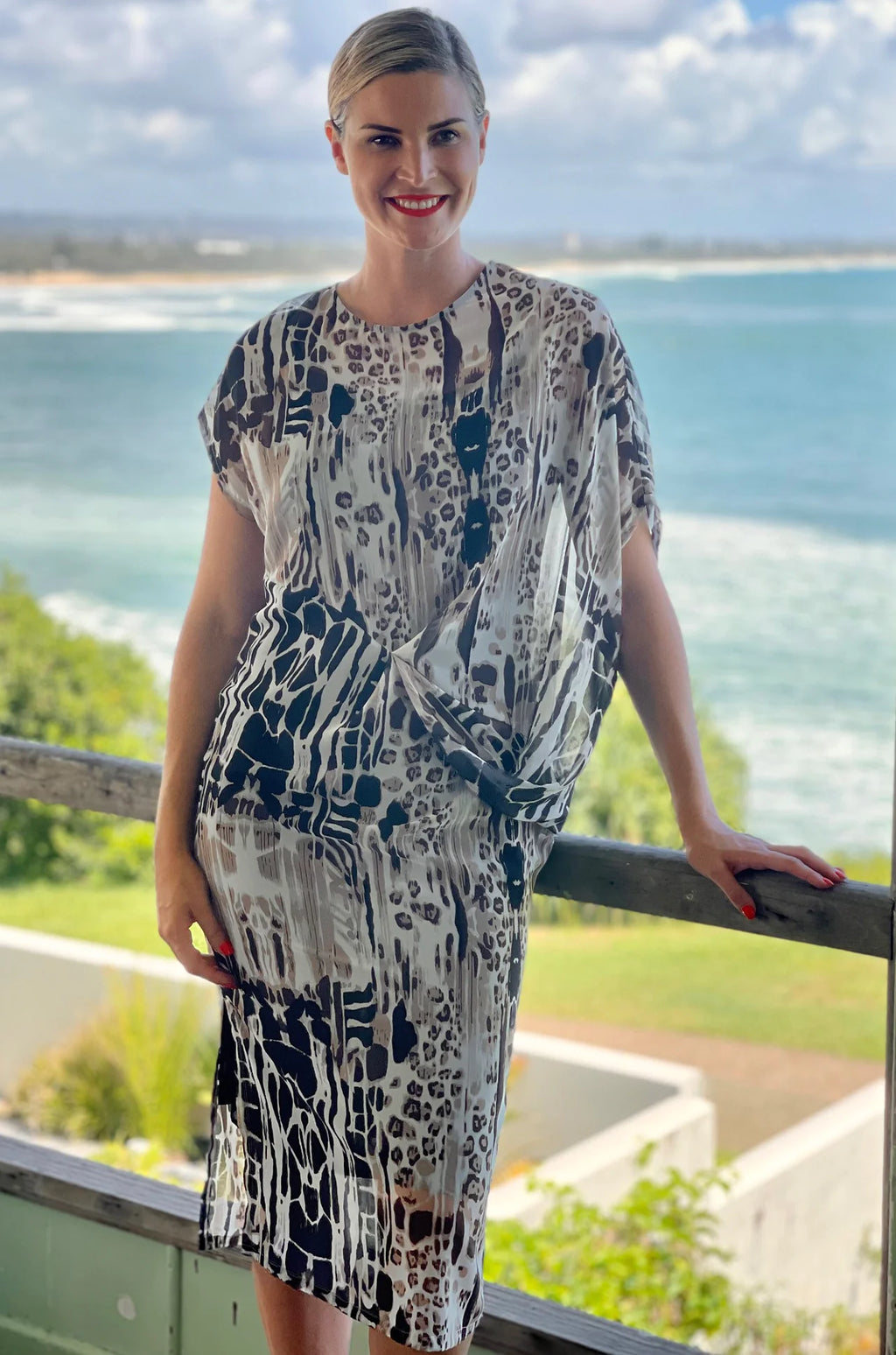 Paula Ryan Asymmetrical Tuck Dress – ROSSELLINI + SHINE