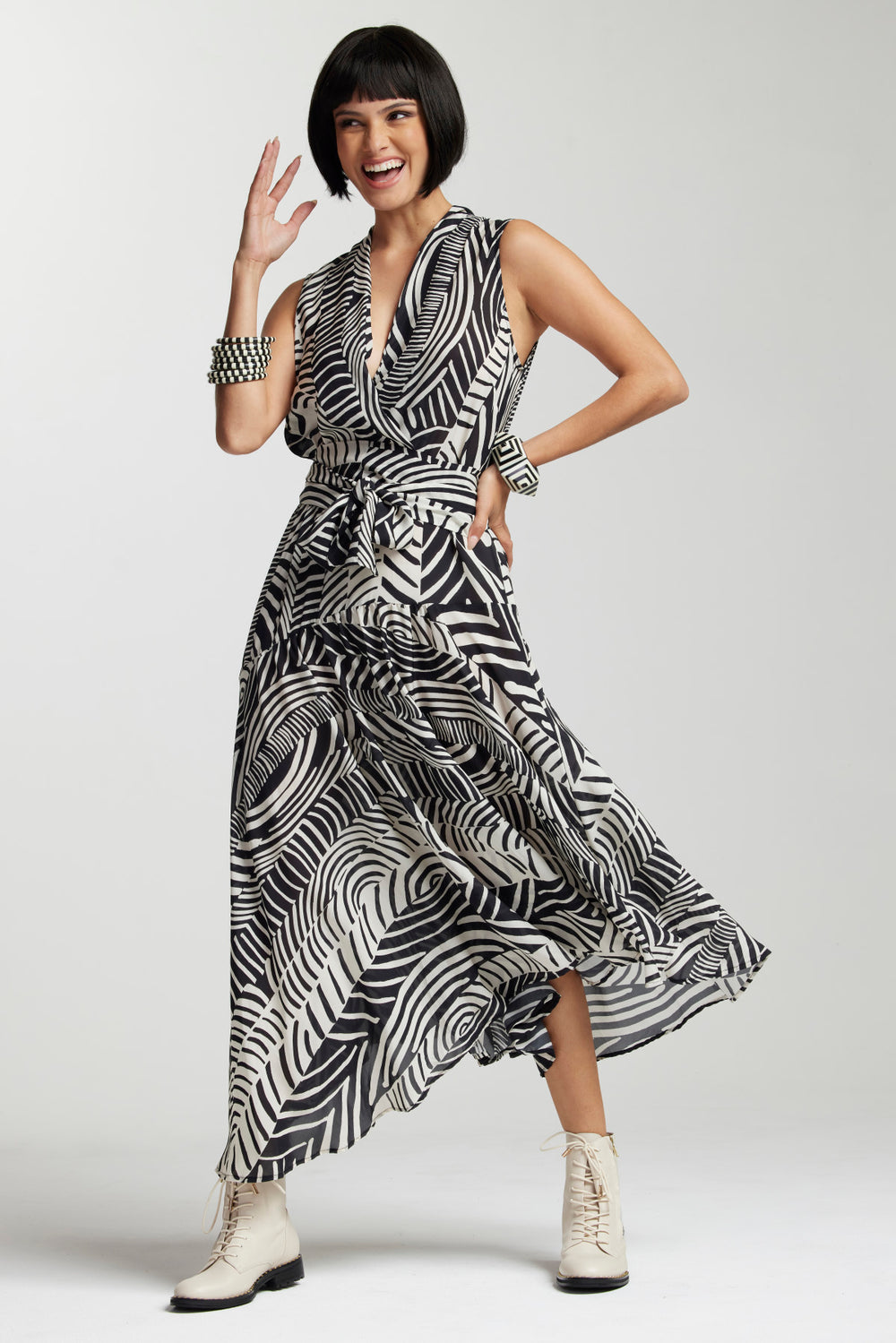 Paula Ryan Drape Front Basque Dress – ROSSELLINI + SHINE